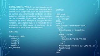 diapositivas de ESTRUCTURAS DE CONTROL REPETITIVO | PPTX