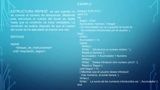 diapositivas de ESTRUCTURAS DE CONTROL REPETITIVO | PPTX