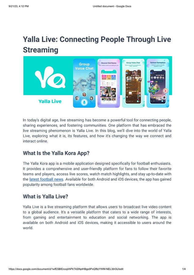 Yalla Live-Connecting People Through Live Streaming | PDF | Internet ...