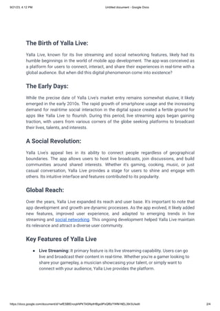 Yalla Live-Connecting People Through Live Streaming | PDF