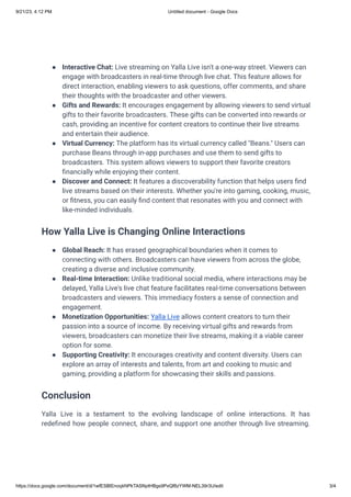 Yalla Live-Connecting People Through Live Streaming | PDF