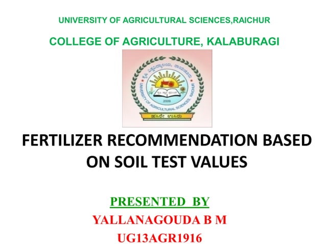 FERTILIZER RECOMMENDATION BASED ON SOIL TEST VALUES | PDF | Agriculture ...