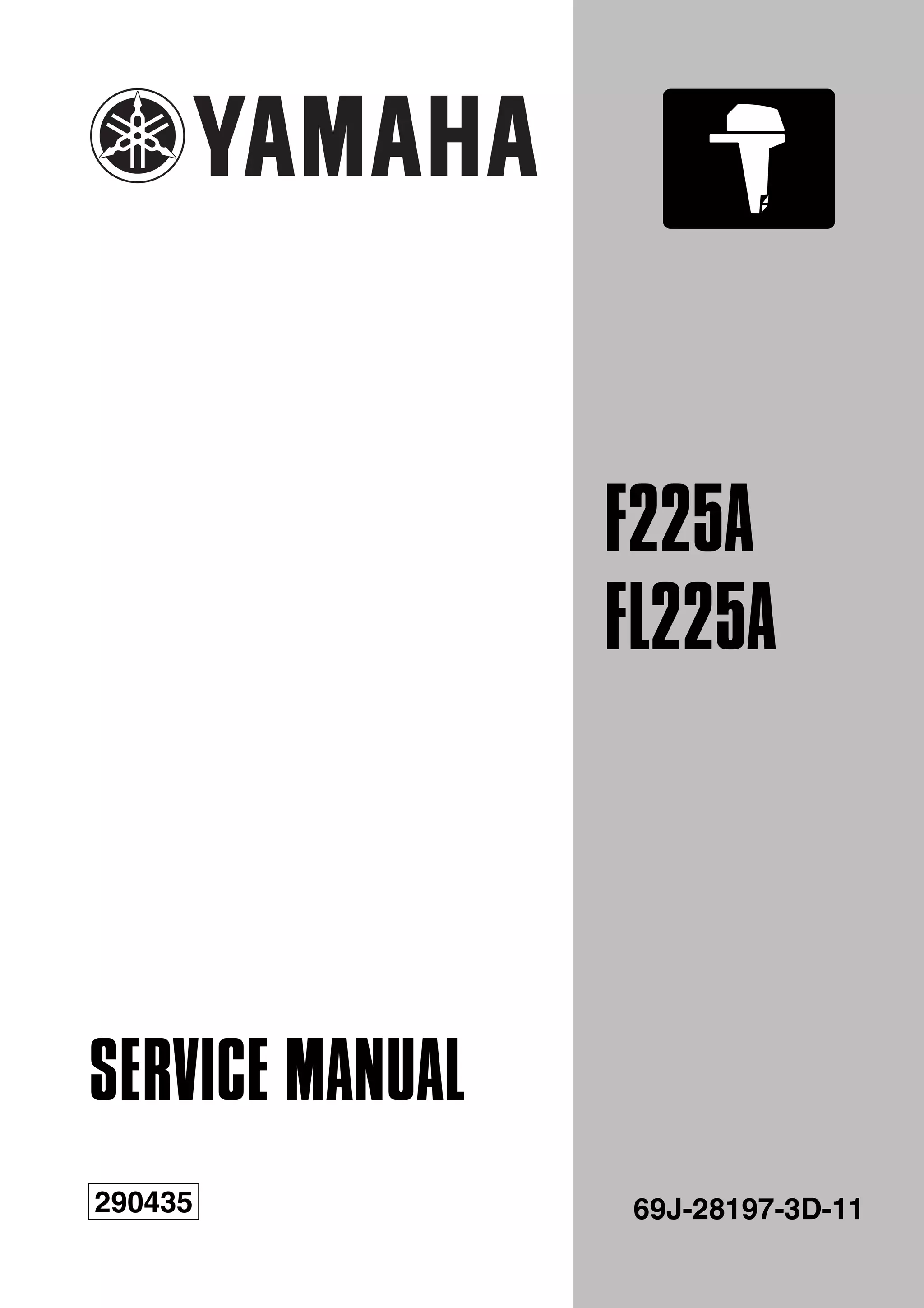 Yamaha f225 aet outboard service repair manual x 000101 | PDF