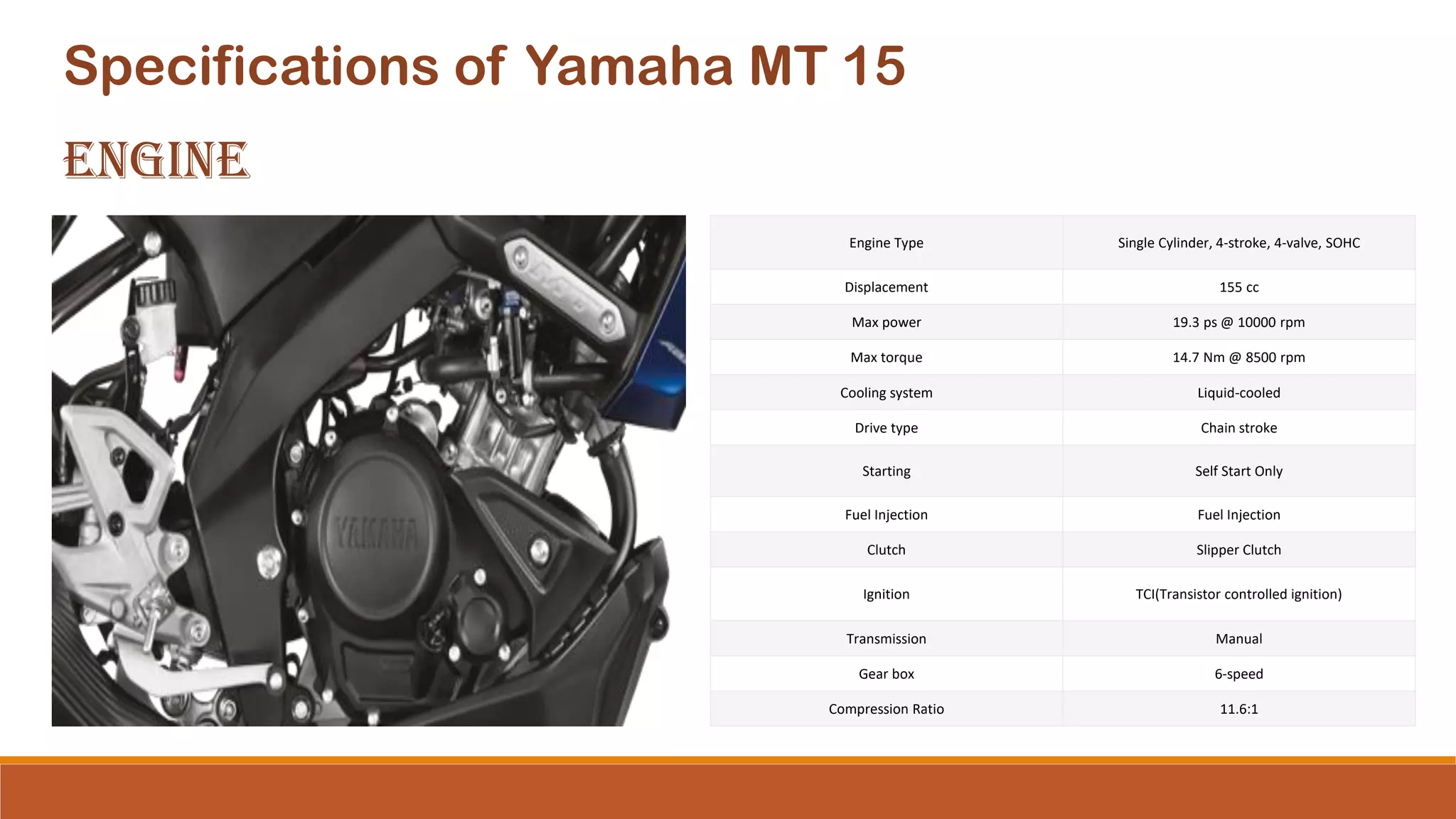 Yamaha MT 15 Specifications | PDF