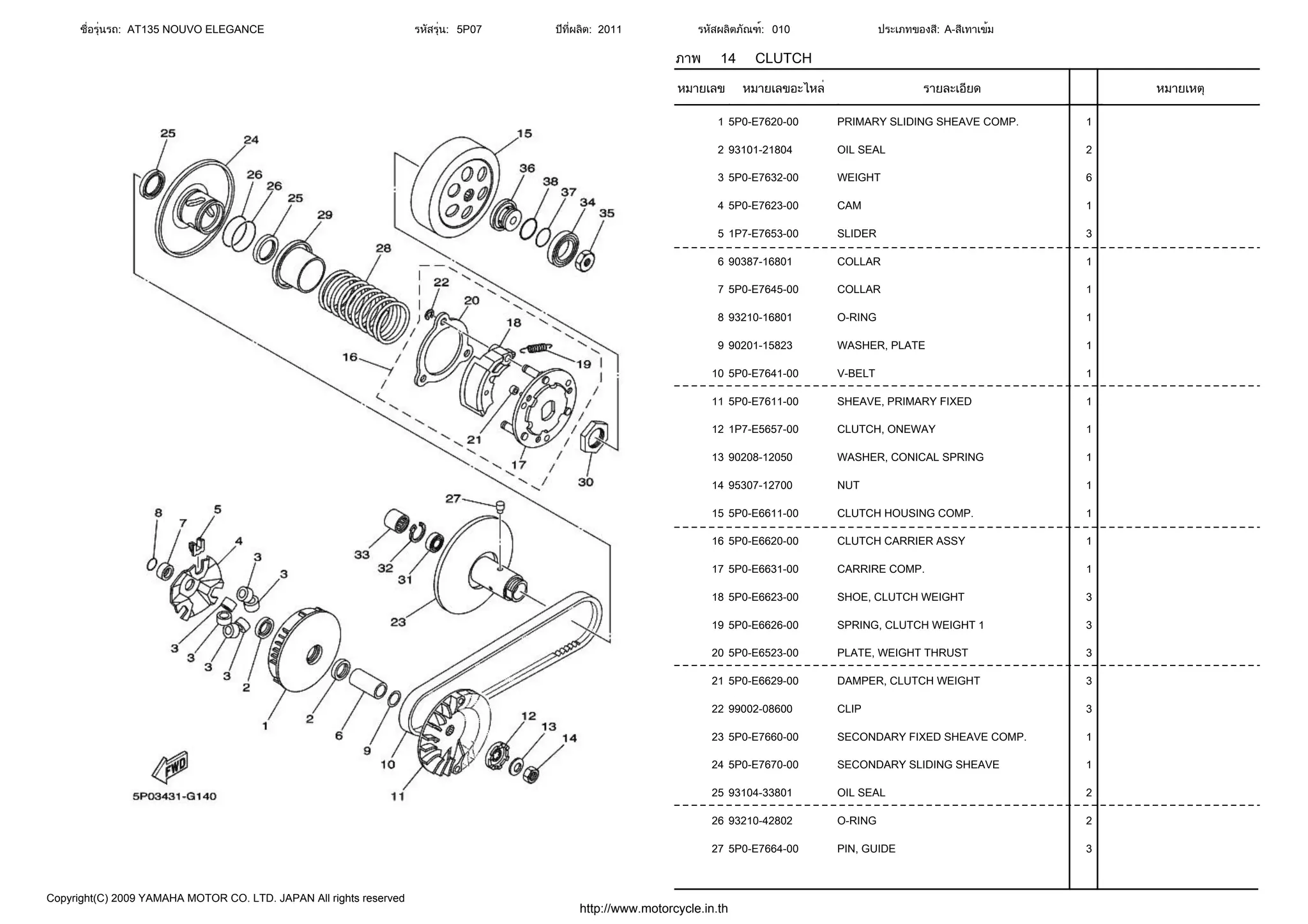 Yamaha nouvo at135-elegance-parts-catalog | PDF