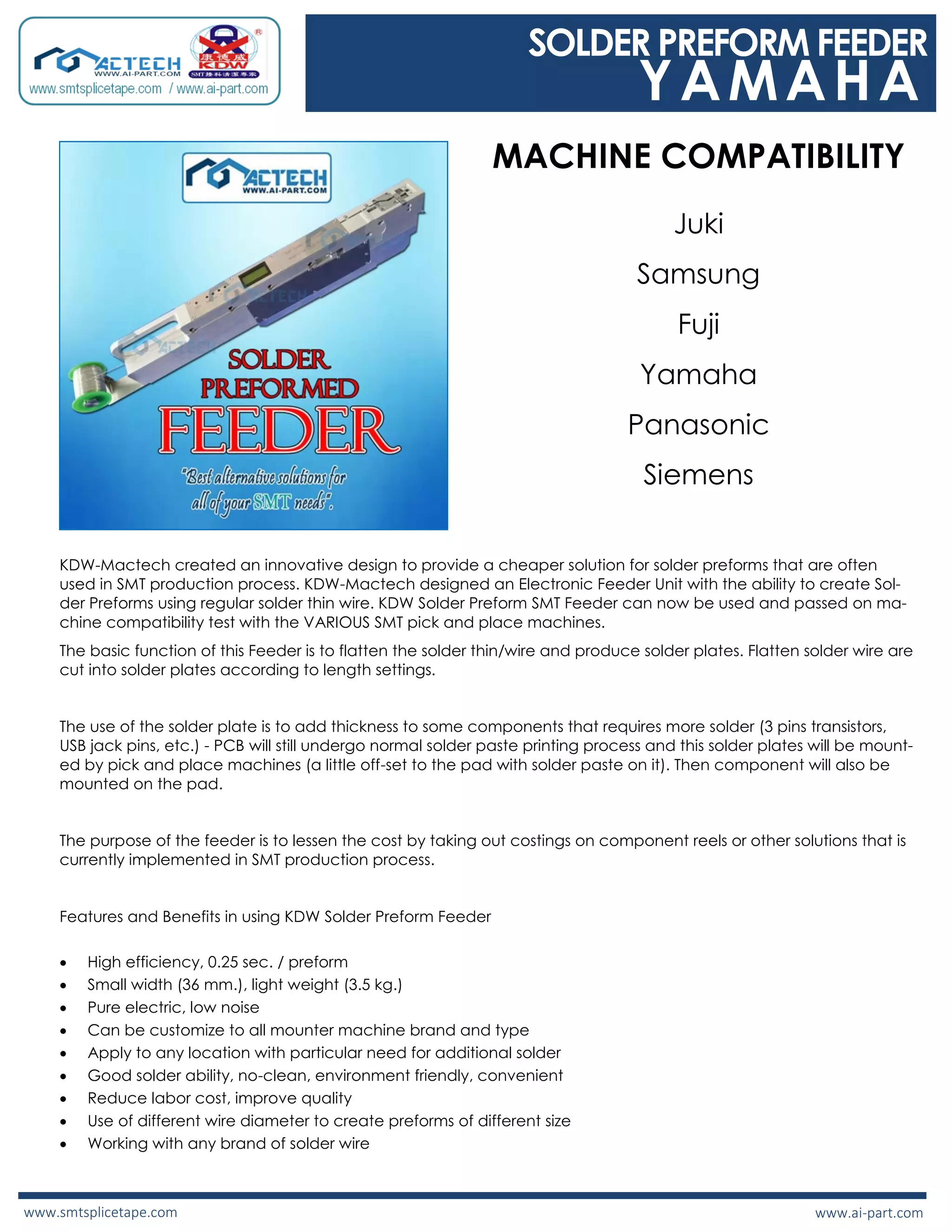 Yamaha SMT Products by Mactech | PDF