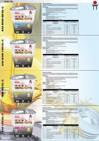 YAMAMOTO LUBRICANTS CATALOGUE 2024 - ENGINE OIL IN JAPAN | PDF