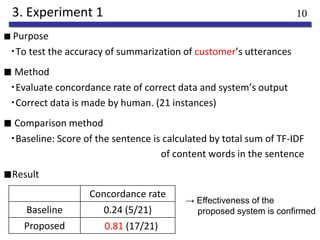 Response Summarizer: An Automatic Summarization System of Call Center Conversation | PPT