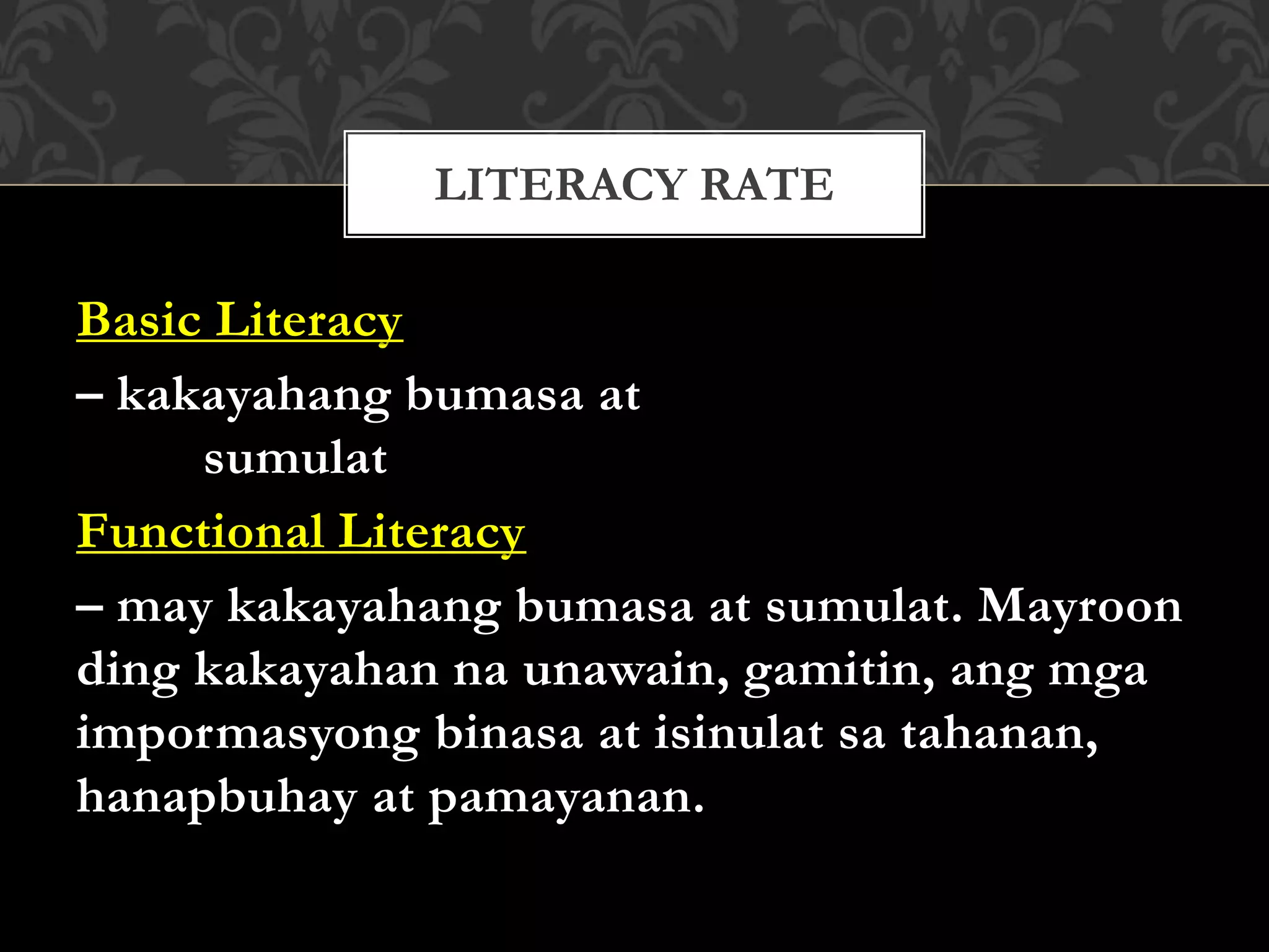 Yamang Tao, Populasyon, at Mga Indikasyon sa Pag-unlad | PPTX