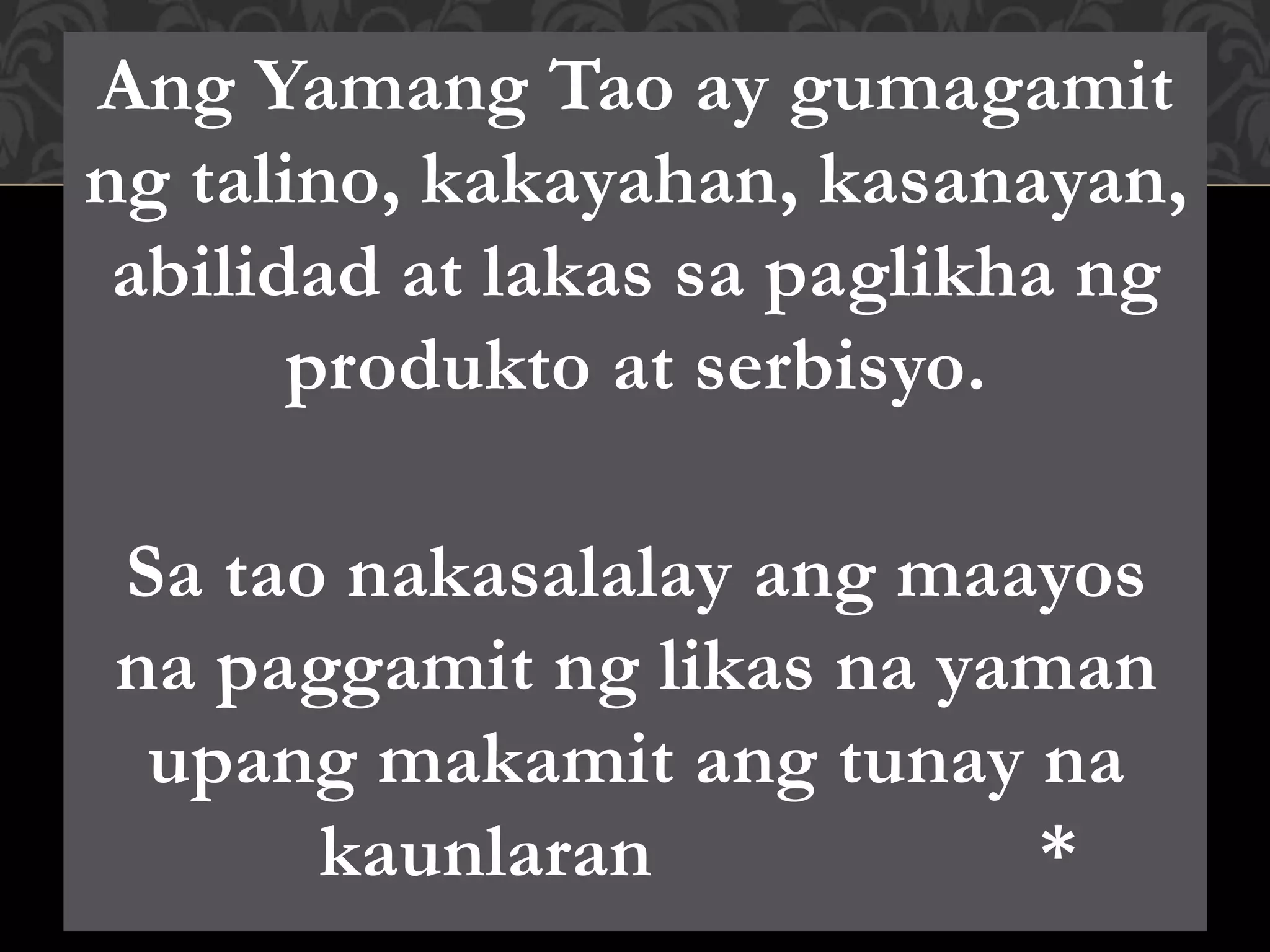 Yamang Tao, Populasyon, at Mga Indikasyon sa Pag-unlad | PPTX