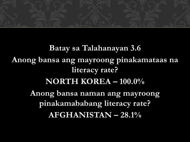Yamang Tao, Populasyon, at Mga Indikasyon sa Pag-unlad | PPTX