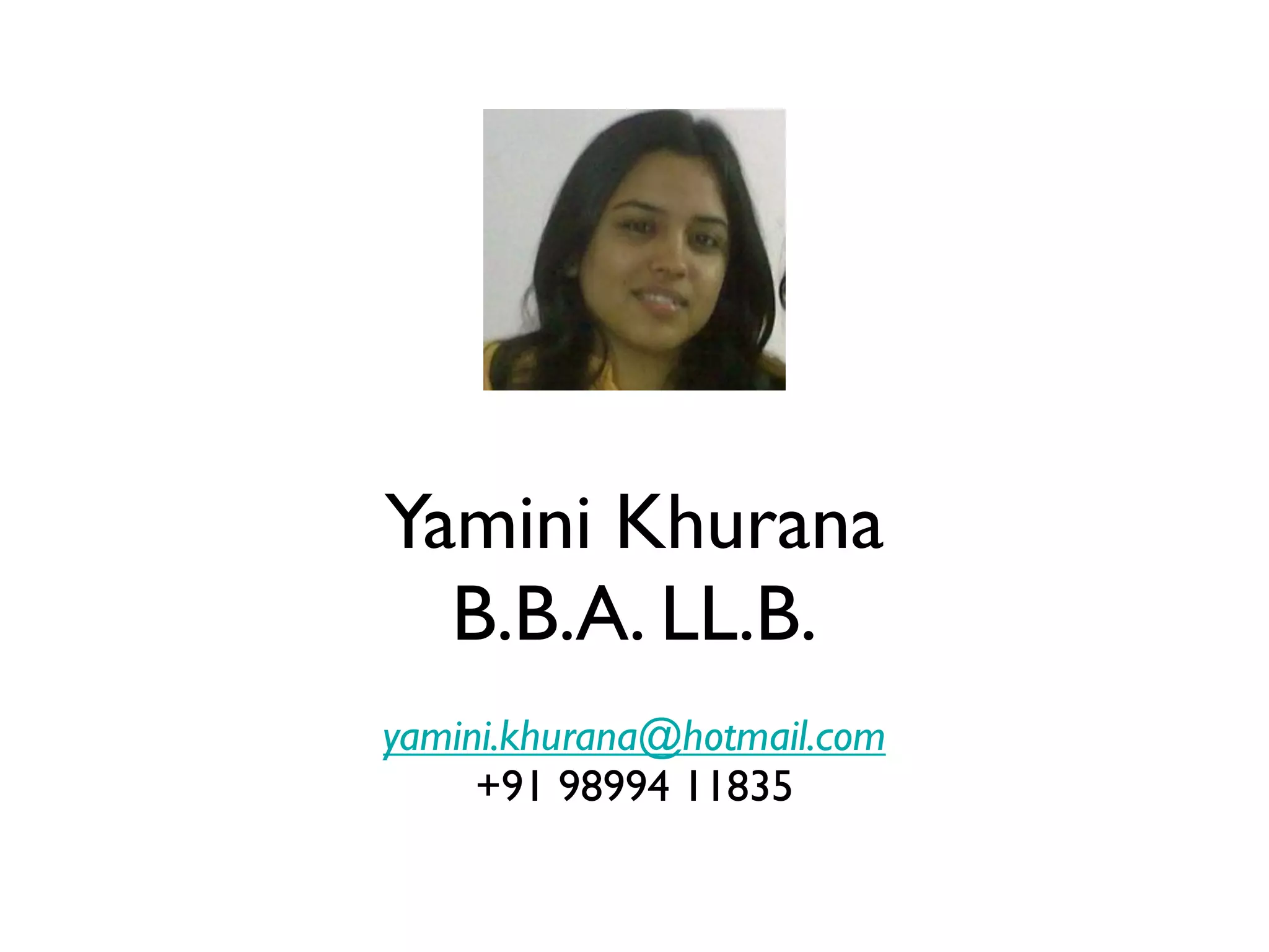 Yamini Khurana Profile Ppt