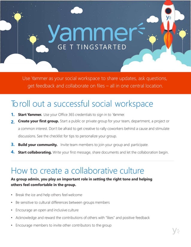 Yammer group admin get started-guidance | PPTX