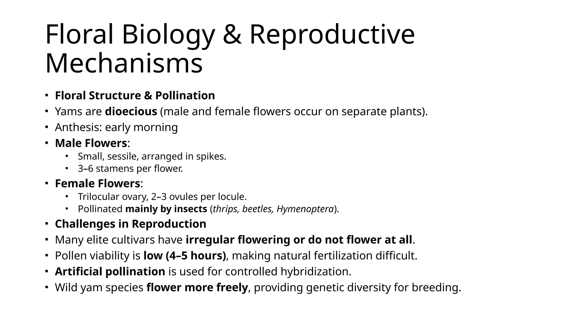 Breeding in yams : floral biology, methods and challenges | PPTX