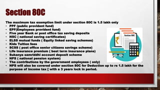 Deduction Under Section 80C and 80D | PPTX