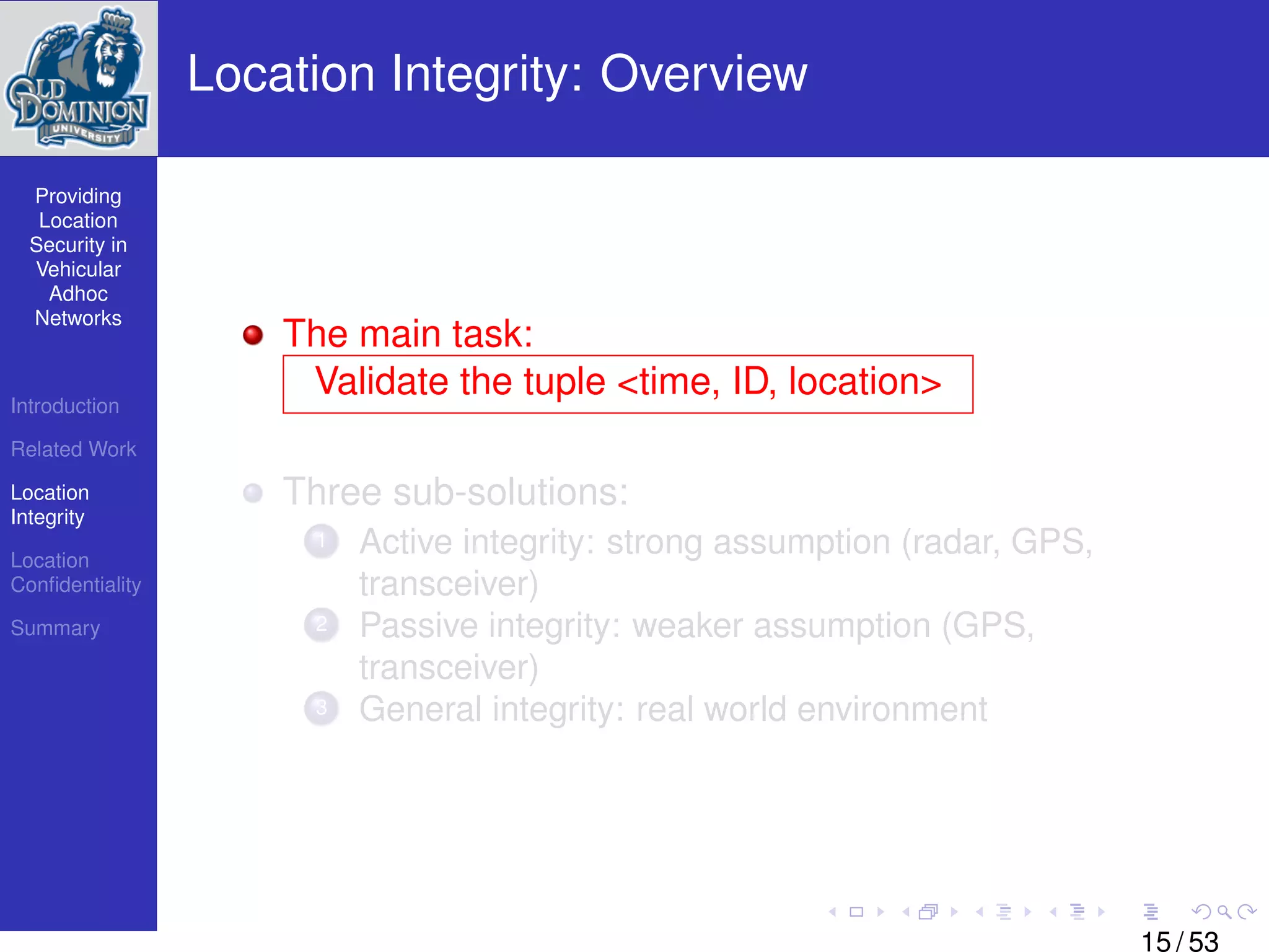 Providing Location Security In Vehicular Networks Ppt