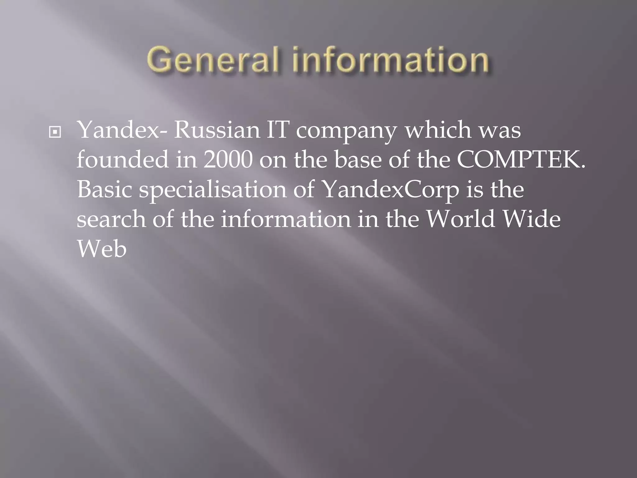 Yandex Corp presentation | PPTX