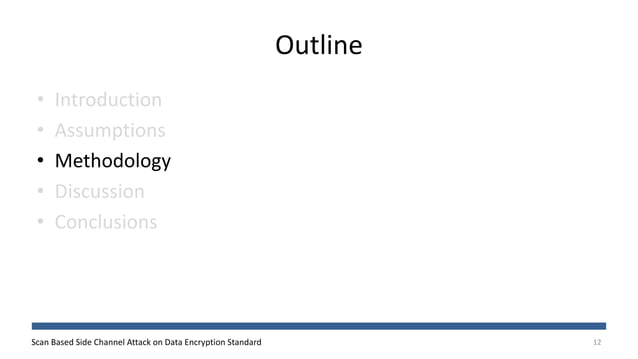 Scan Based Side Channel Attack on Data Encryption Standard | PPT