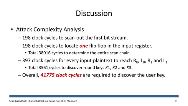 Scan Based Side Channel Attack on Data Encryption Standard | PPT