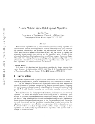 A New Metaheuristic Bat-Inspired Algorithm | PDF