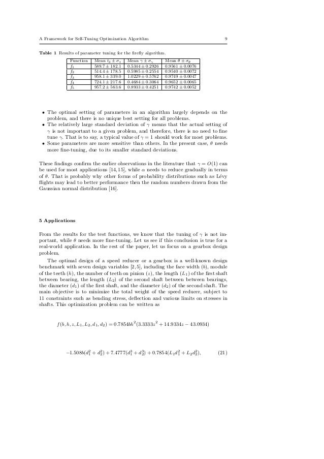 A Framework For Self Tuning Optimization Algorithm