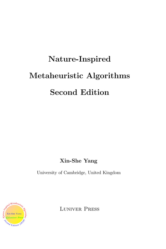 Nature-Inspired Metaheuristic Algorithms | PDF