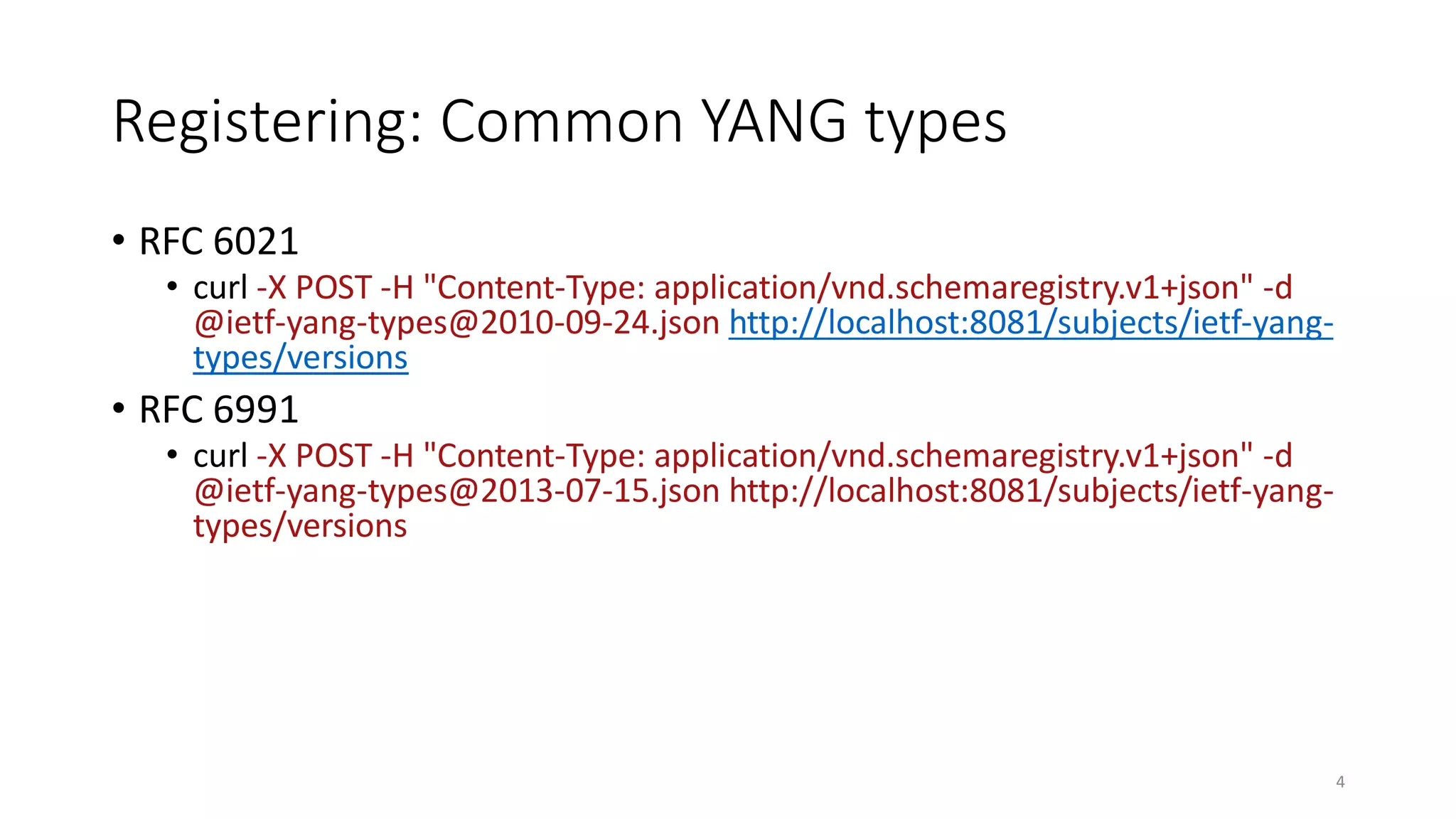 YANG Schema registry integration update | PPT