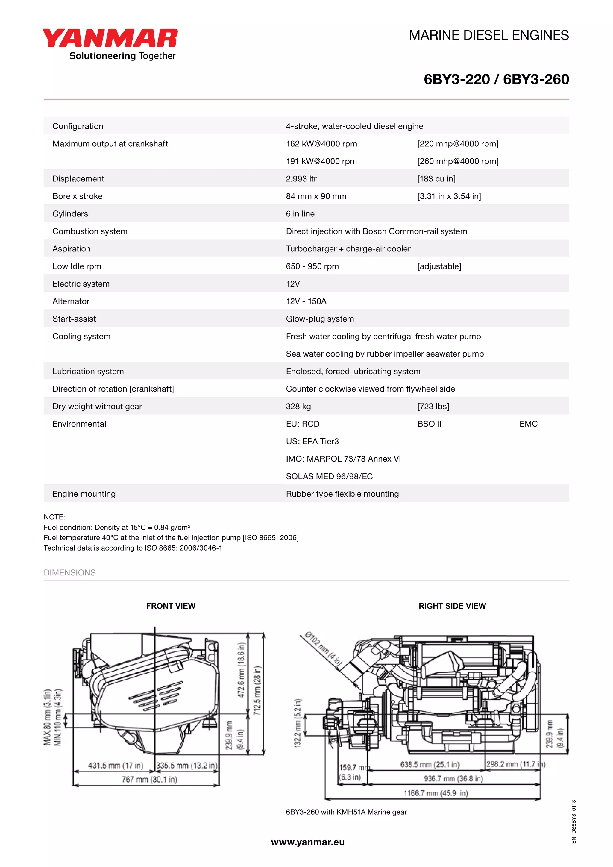 Yanmar 6 BY datasheet Andrew Bowden Dubai | PDF