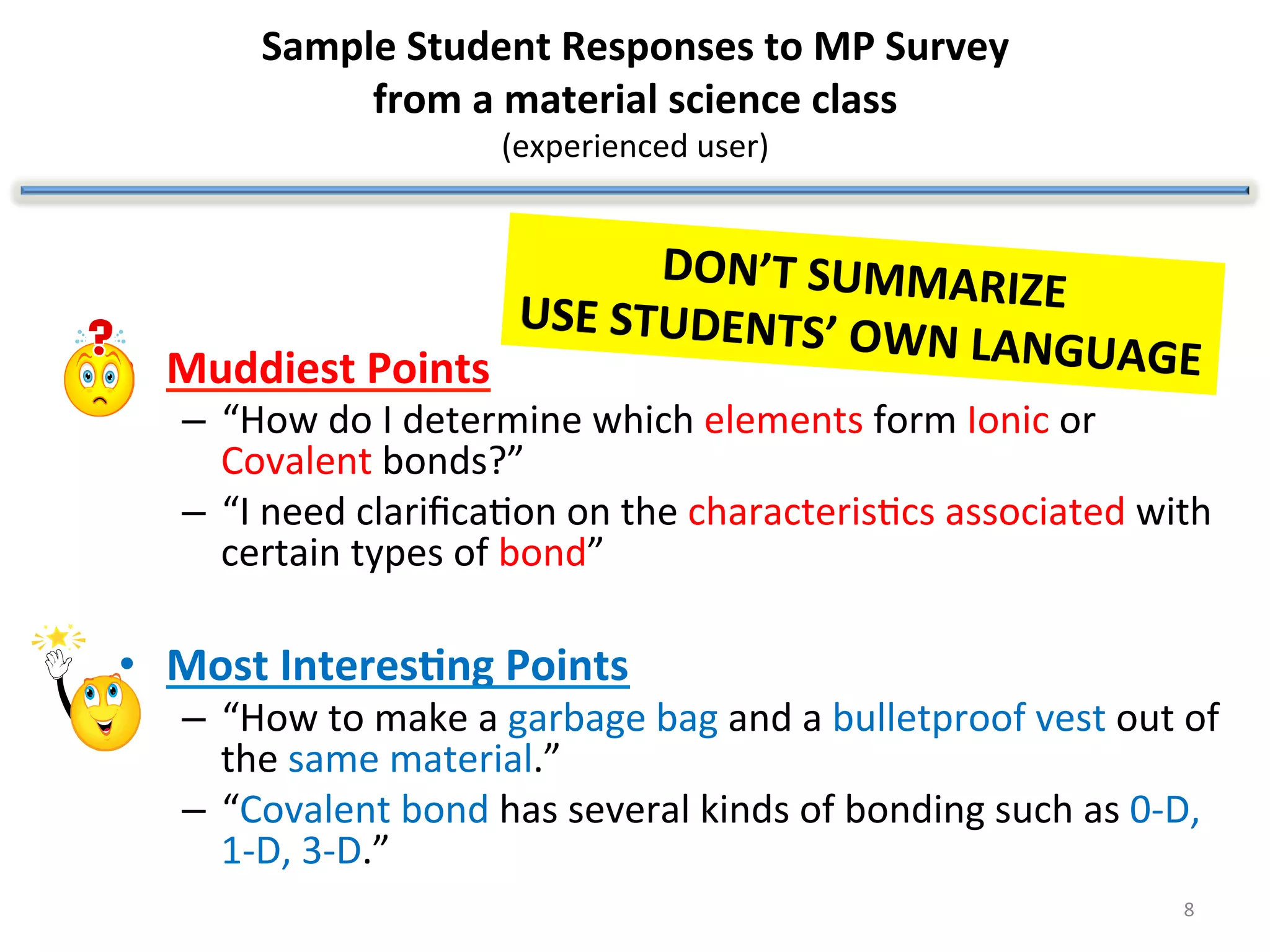 Using Muddiest Point Formative Feedback to Encourage Reflective ...