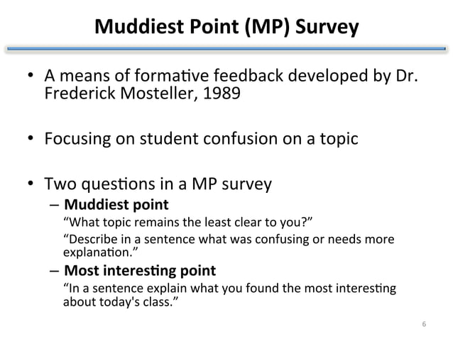 Using Muddiest Point Formative Feedback to Encourage Reflective ...