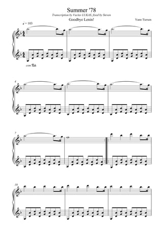 Yann tiersen good bye lenin! sheet colection | PDF