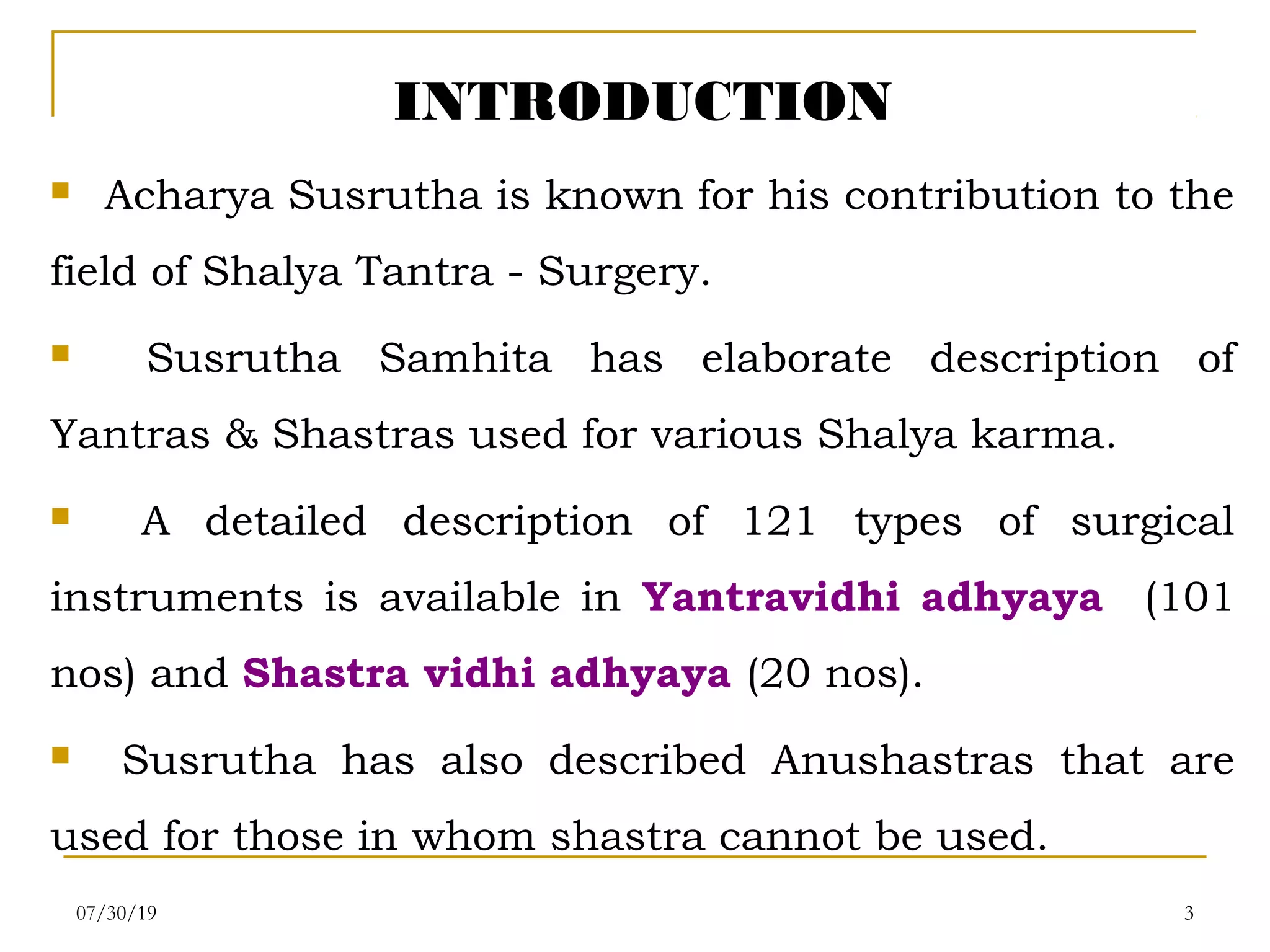 Yantra and shastra (surgical instruments) | PPT