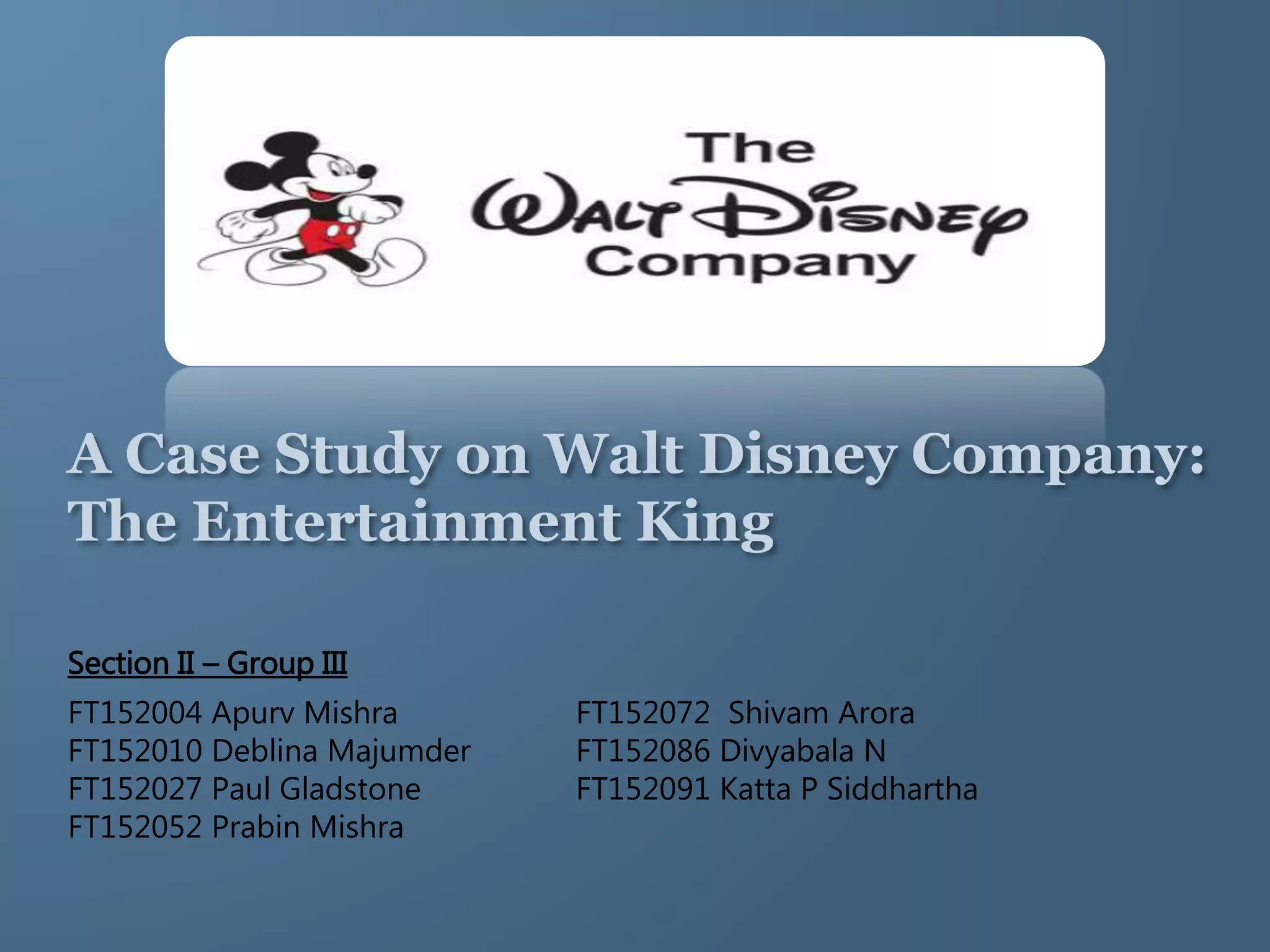 A case study on walt disney company | PPTX