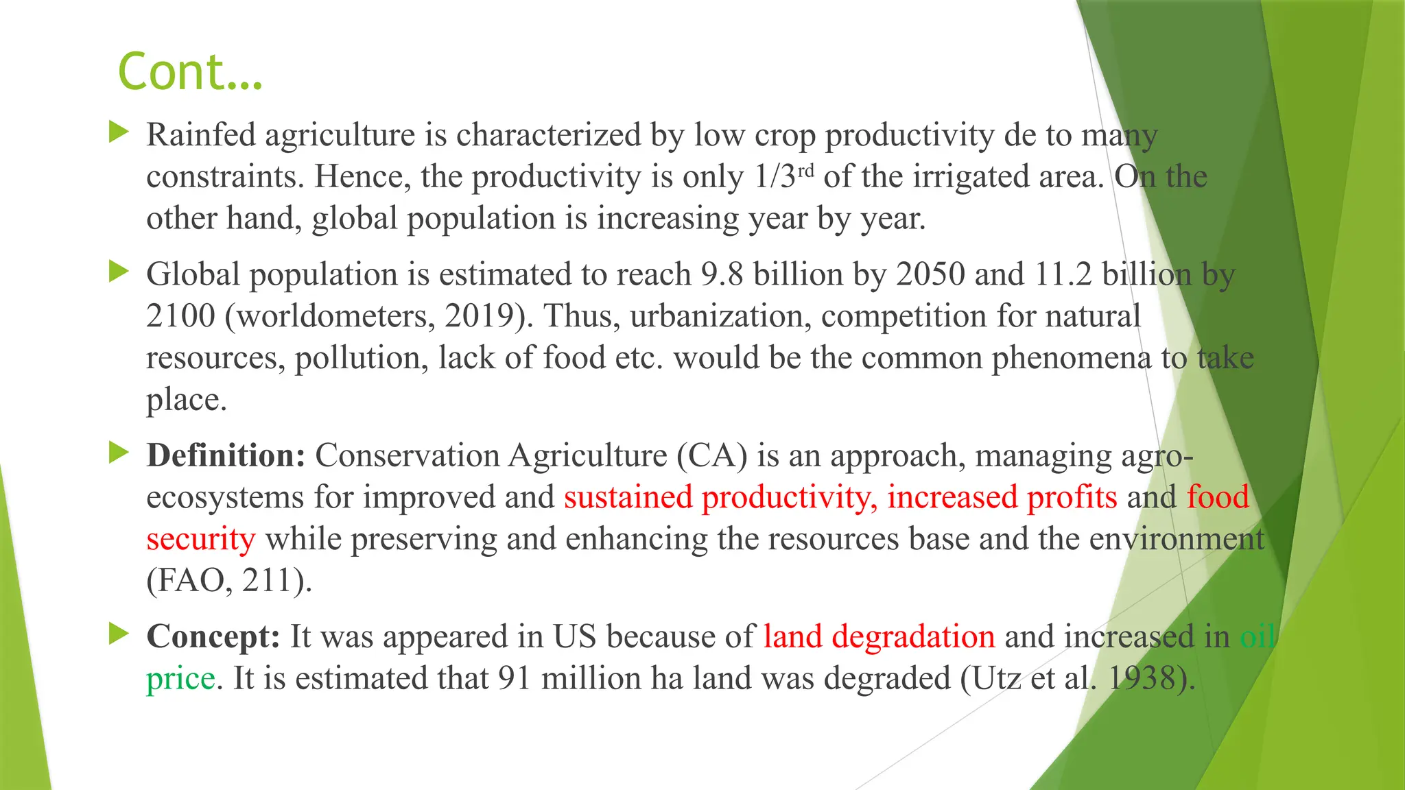 Conservation Agriculture-Constraints, issues and opportunities | PPTX