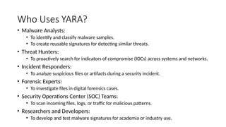 YARA for Forensic Analysis cyber security | PPTX