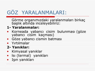 Yaralanmalar ve pansuman | PPT