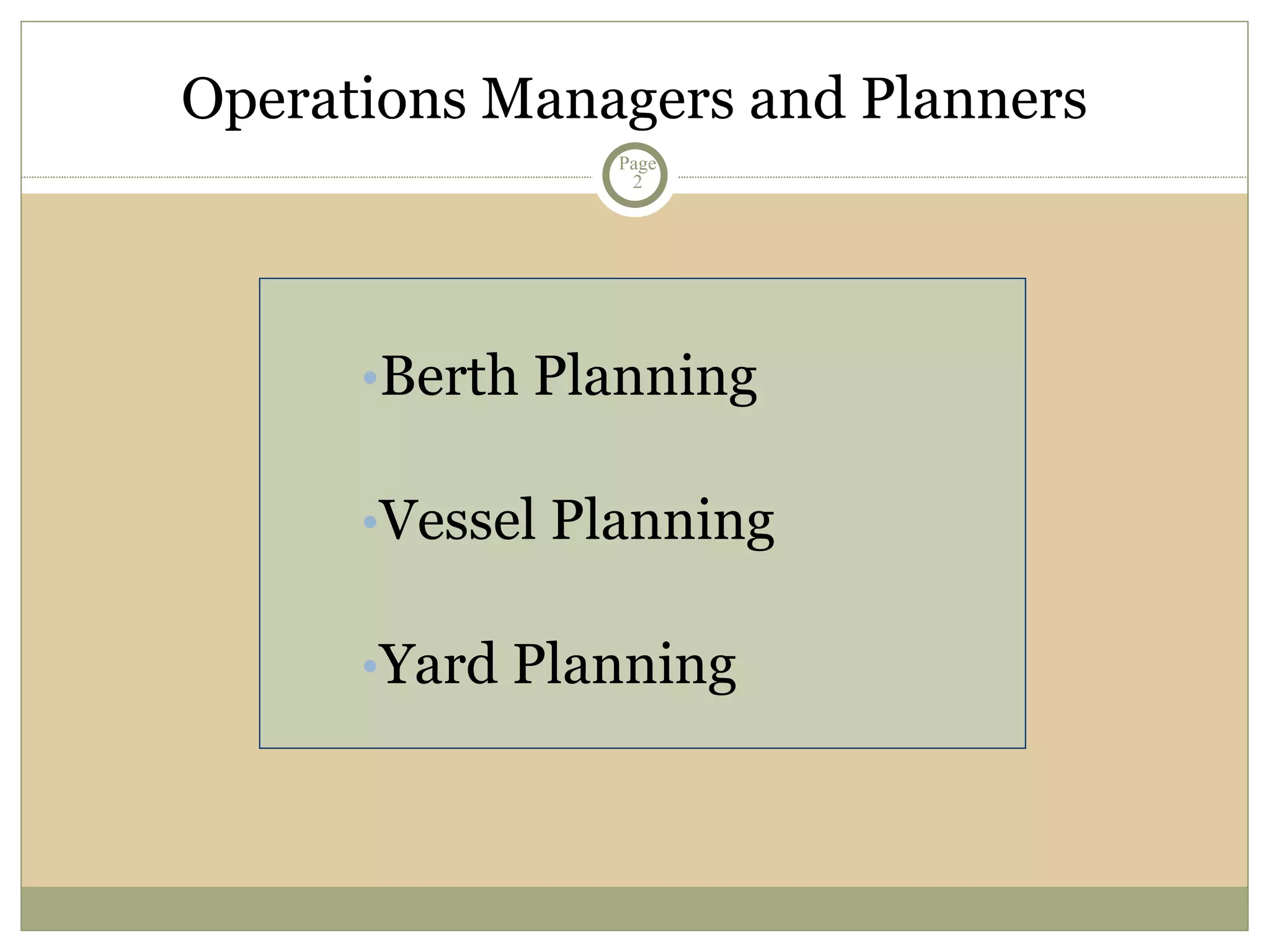 Berth,Yard & Vessel Planning | PPT
