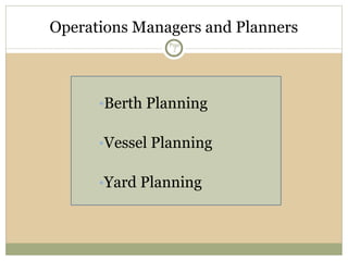 Berth,Yard & Vessel Planning | PPT