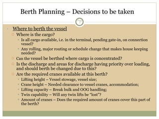Berth,Yard & Vessel Planning | PPT