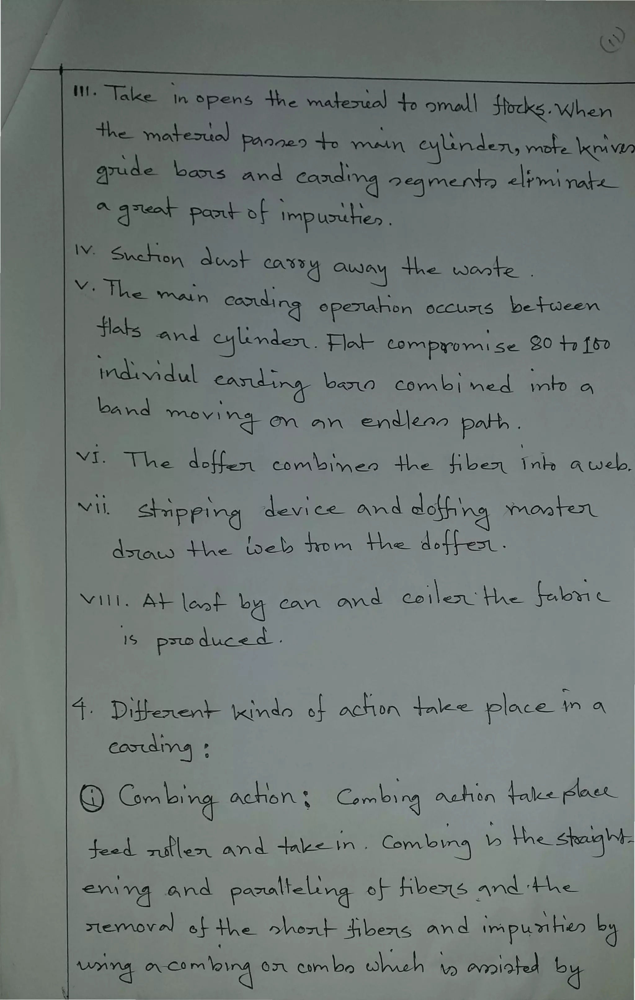 Yarn 2/1- To study the material passage diagram of the carding machine ...