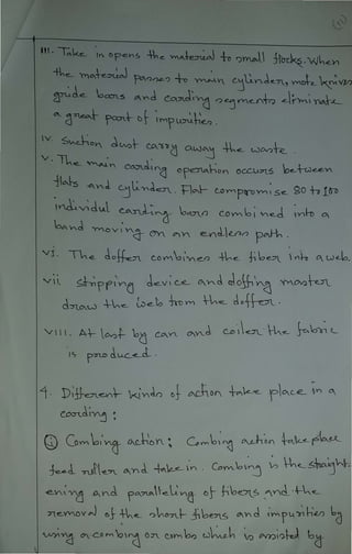 Yarn 2/1- To study the material passage diagram of the carding machine ...