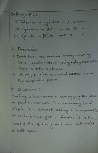 Yarn 2/1- To study the material passage diagram of the carding machine ...