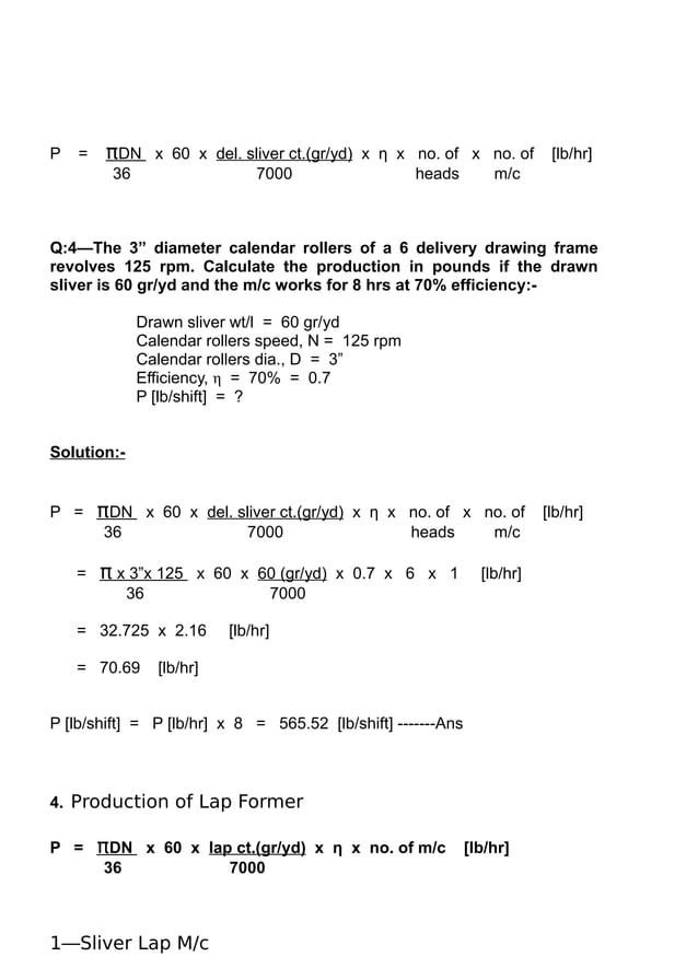 Yarn calculations By Samrat Dewan | PDF