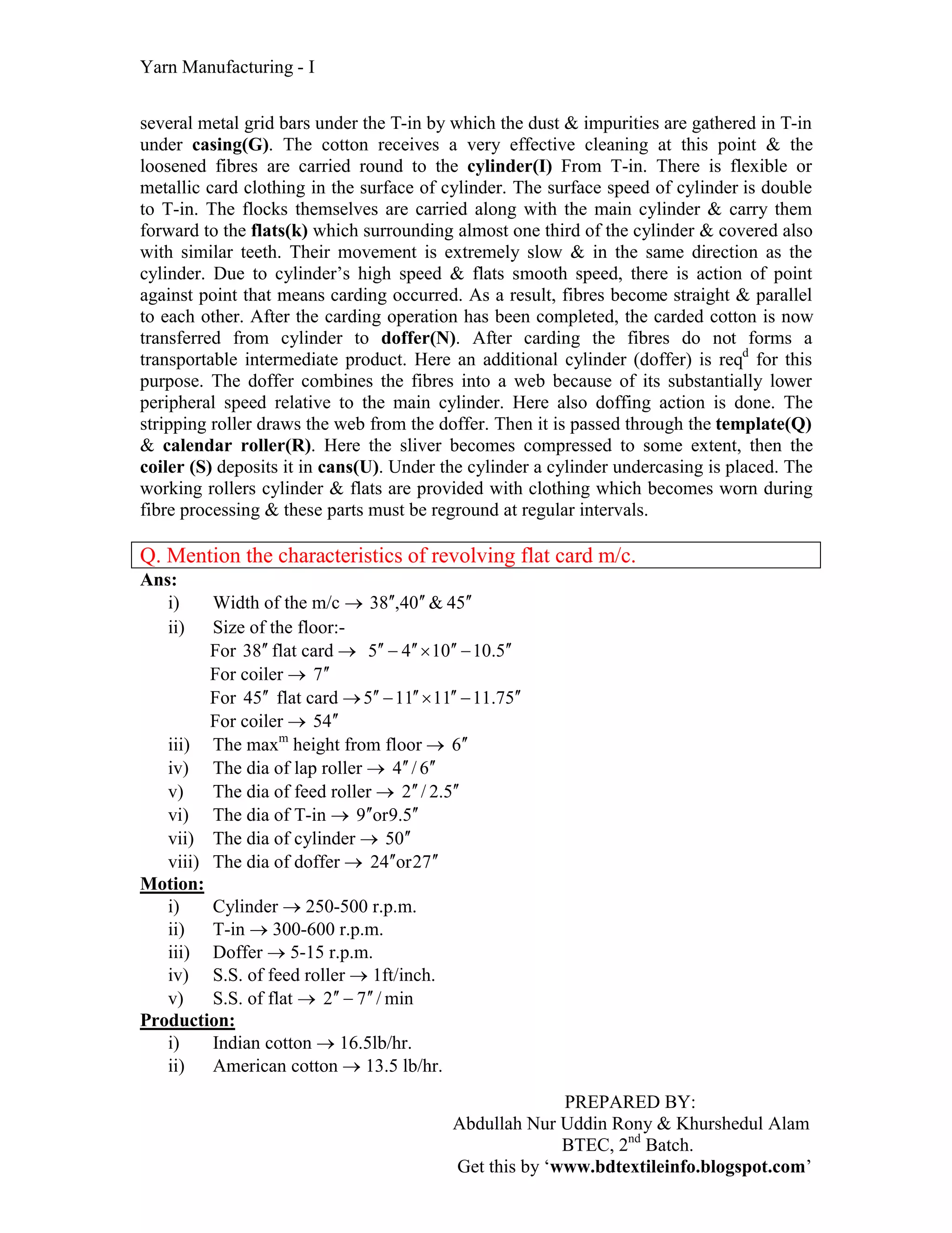 Yarn manufacturing-i-carding | PDF