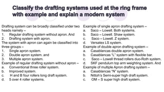 Different types of Drafting Arrangements which is used in Spinning Mill ...