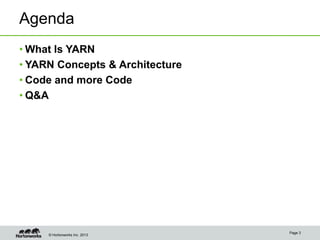 Hortonworks Yarn Code Walk Through January 2014 | PPT