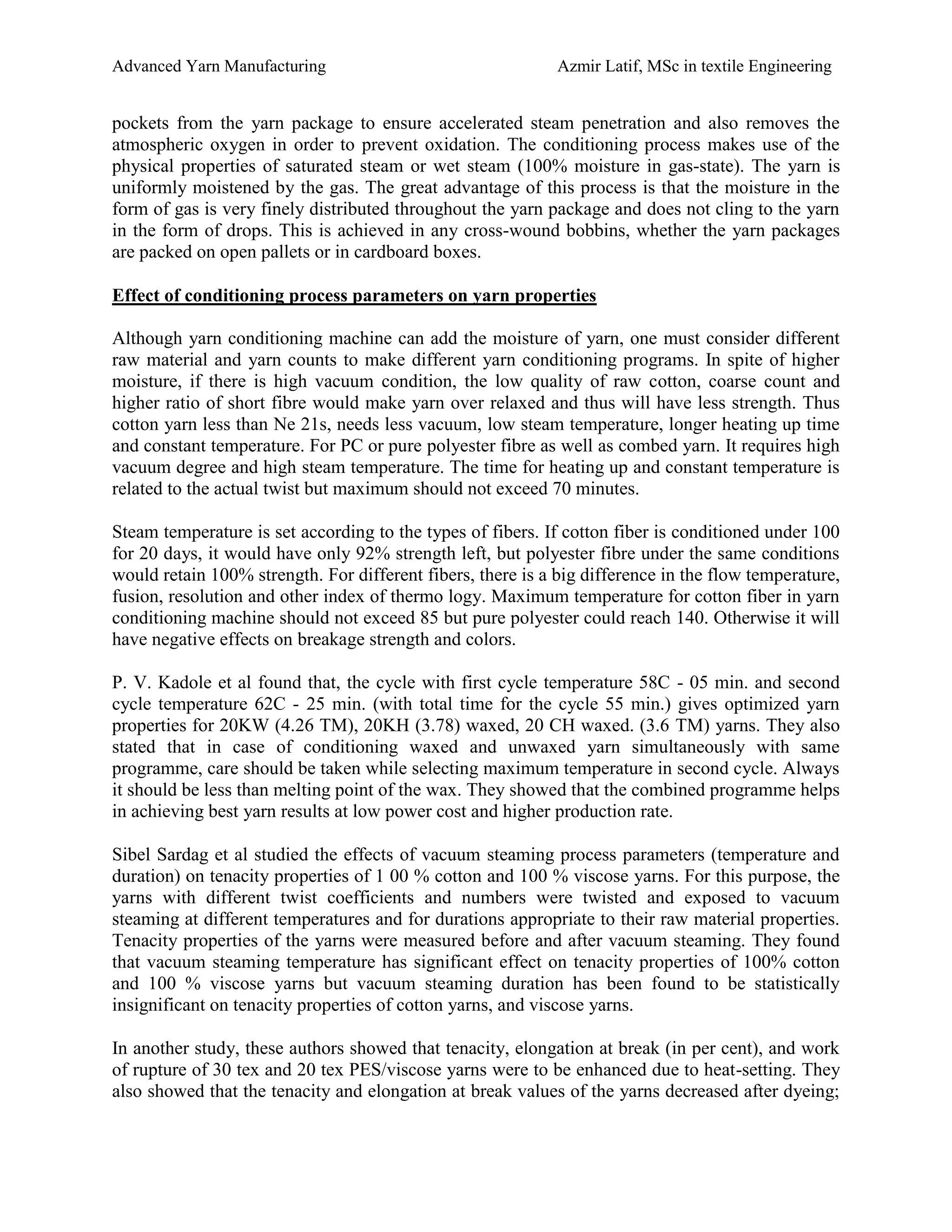 Yarn Conditioning | PDF