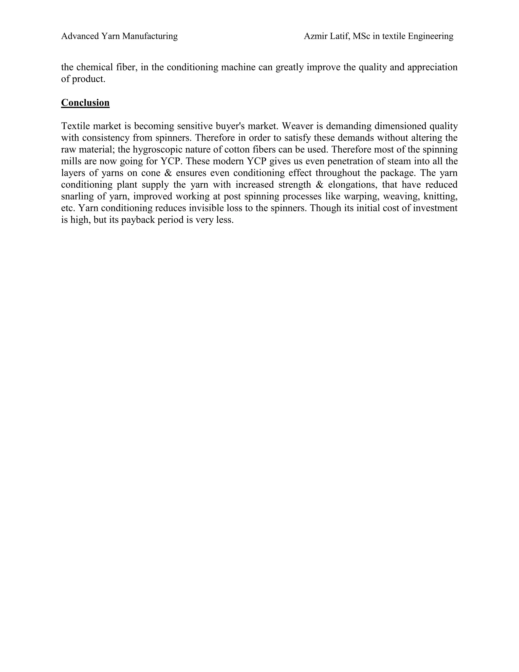 Yarn Conditioning | PDF