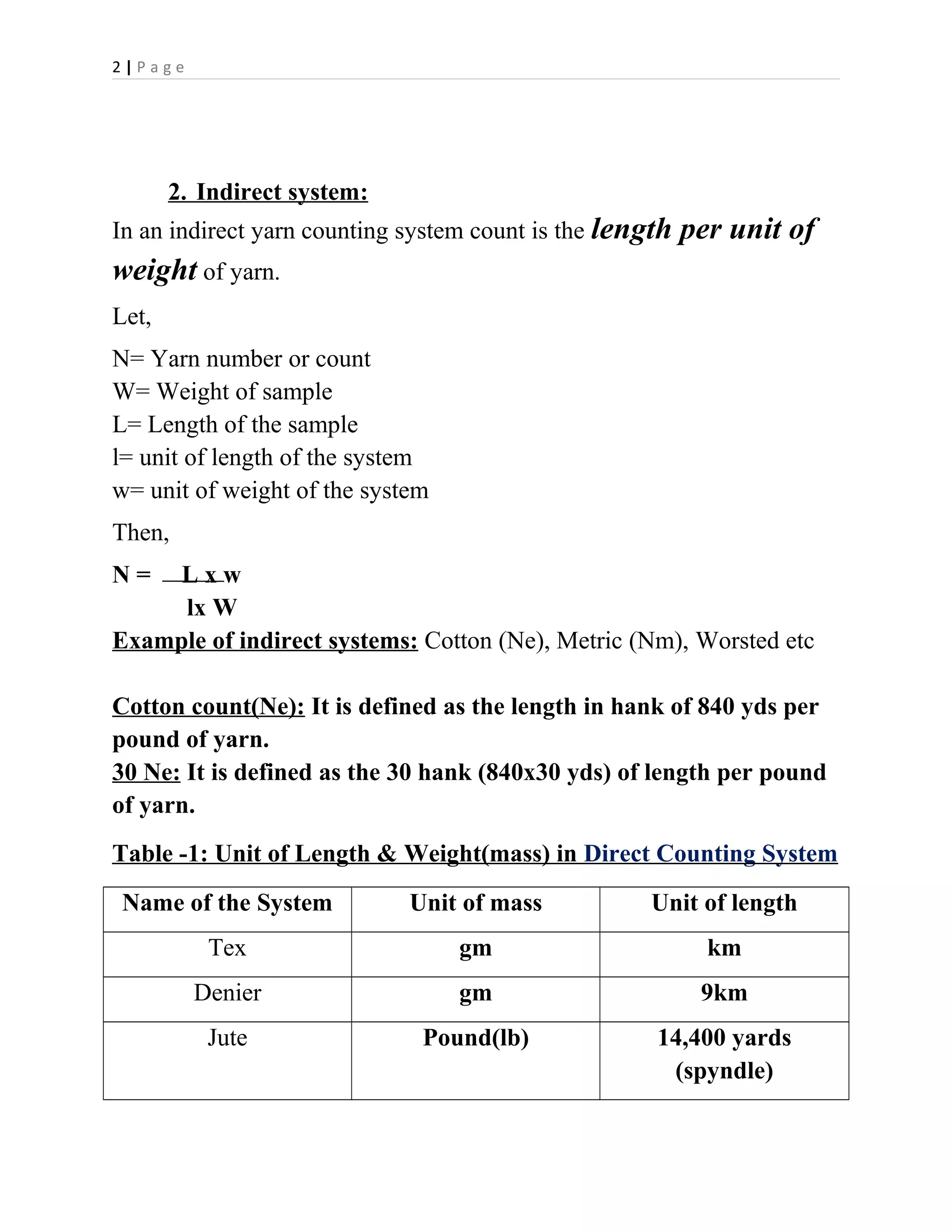 Yarn count | DOC