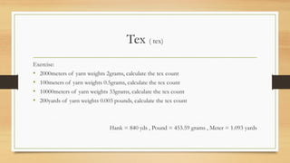 Yarn counts | PDF